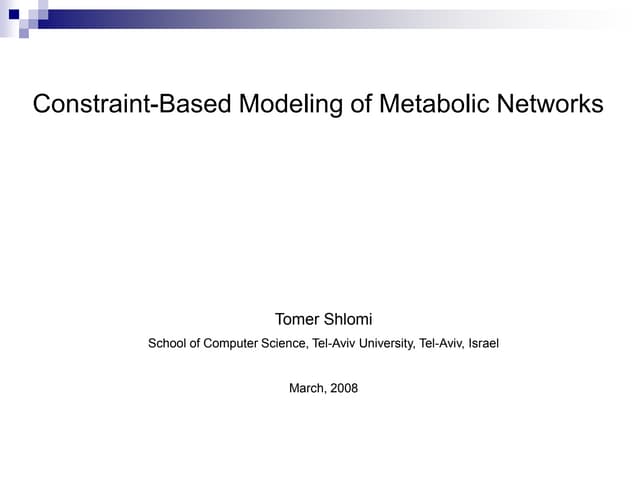 Metabolic Networks Lecture2 1 Ppt