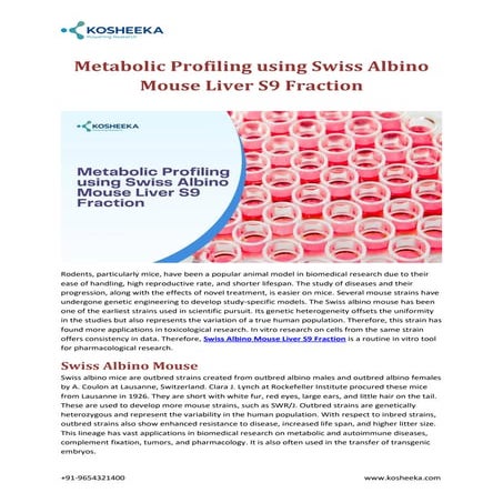 Metabolic Profiling using Swiss Albino Mouse Liver S9 Fraction | PDF