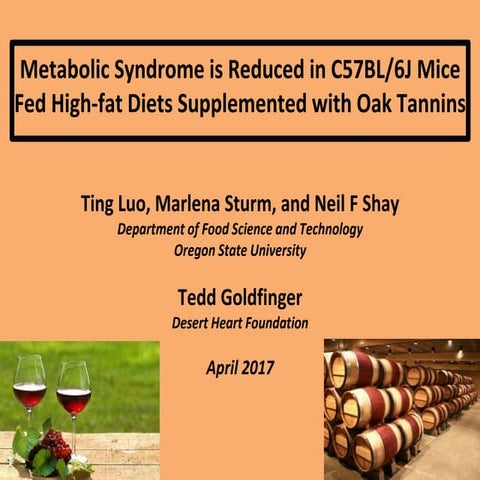Metabolic Syndrome is Teduced in C57BL/6J Mice Fed High-fat Diets ...