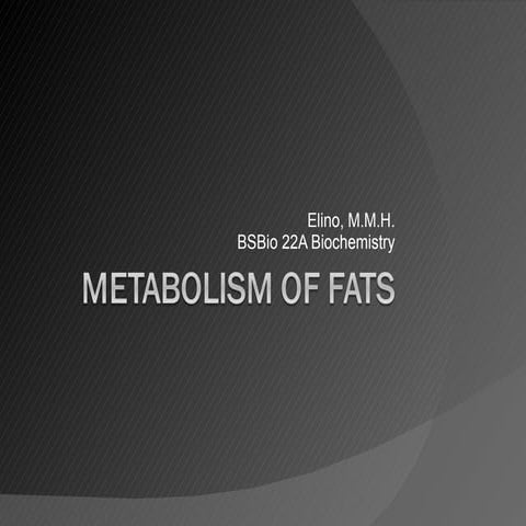 Metabolism of Fats | PPT