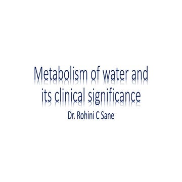 Metabolism of water and its clinical significance | PDF