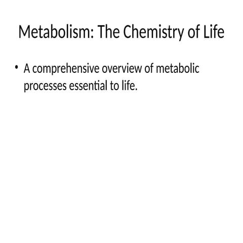 Introduction to metabolism | PPT