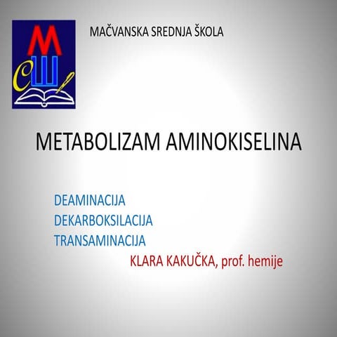 Metabolizam aminokiselina | PPT