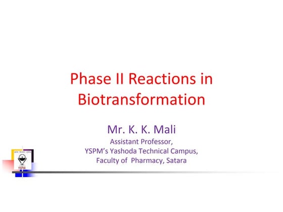 Drug metabolism Phase II reaction | PPTX | Chemistry | Science