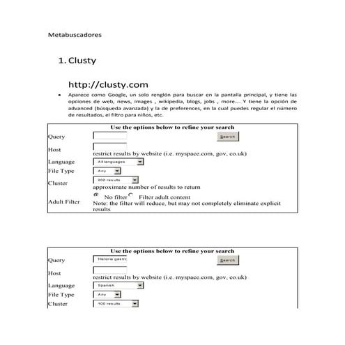 Clusty y DonBusca | DOCX