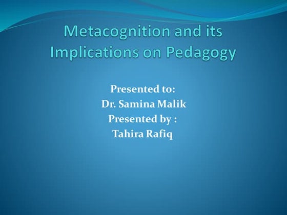 Module 1: Metacognition | PPTX