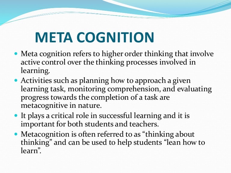 Meta Cognition Ppt
