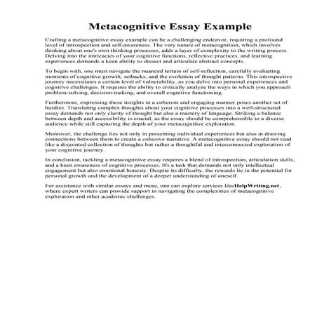 Metacognitive Essay Example Pdf