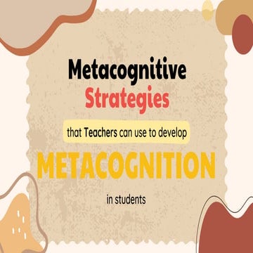 Metacognitive Strategies | PDF