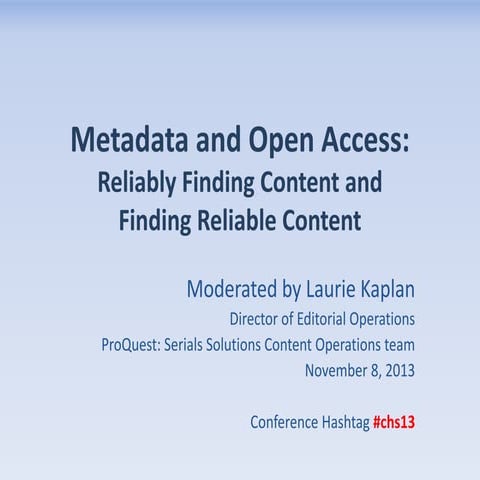 Metadata and Open Access – Reliably Finding Content and Finding Reliable Content | PDF | Desktop ...