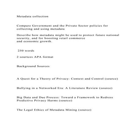 Metadata collectionCompare Government and the Private Sector p | DOCX