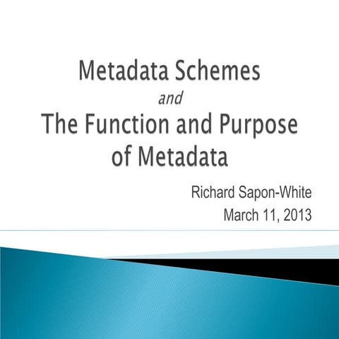 Metadata Lecture 3 Metadata Schemes Ppt