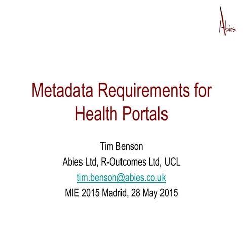 Metadata Standards for Health Portals | PPT