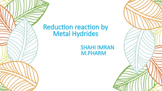 Reduction reactions | PPTX