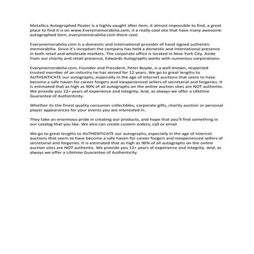 Metallica autograph signed poster | PDF