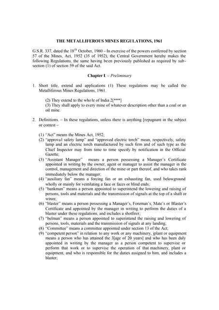 The Mines Act,1952 ppt | PPTX