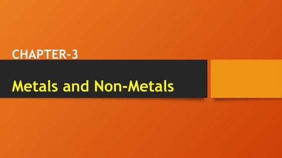 Metals and Non metals - Activities with solution | class X | PPTX