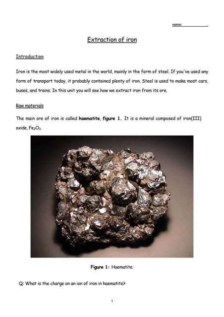 Extraction Of Iron | PPTX