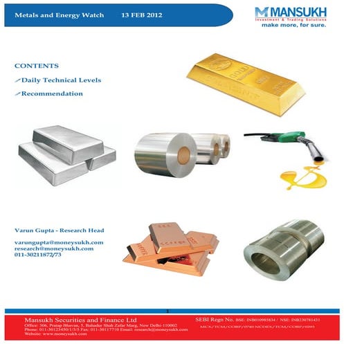 Metal(Commodity) Report 13 Febuary 2012 By Mansukh Investment and ...