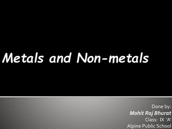 Metals Nonmetals and Metalloids | PPT