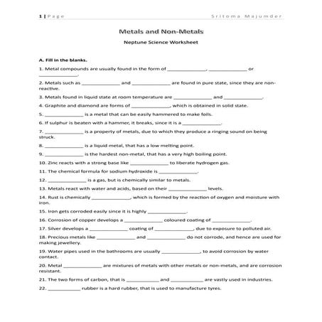 CBSE - Grade 8 - Science - Chemistry - Metals and Non Metals ...