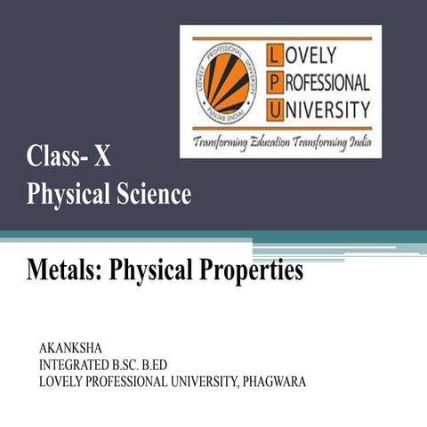 Metals: Physical Properties | PPT