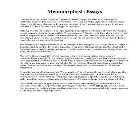 Metamorphosis Essays | PDF