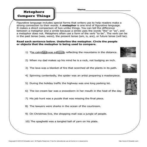Metaphors compare-things | PDF