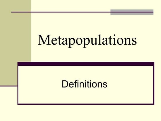 Metapopulation | PPT
