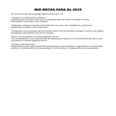 Mis metas mas valiosas | ODT