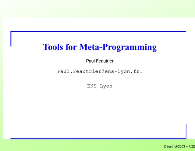 Tools For Meta Programming Ppt 7806