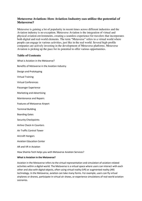 Metaverse Aviation | PDF Metaverse Aviation | PDF