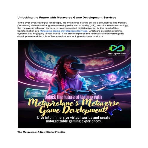 The Essentials of Metaverse Game Development Services | PDF