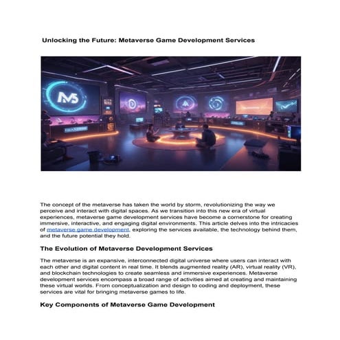 Custom Metaverse Game Development Tailored to Your Needs | PDF
