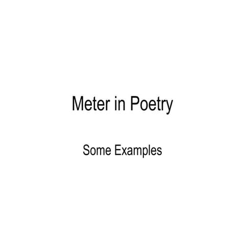 Meter Examples In Poetry
