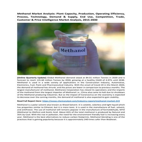 Methanol Market Size, Share, Analysis and Forecast, 2030 | PDF