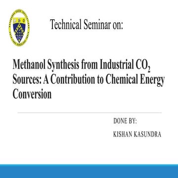 Methanol synthesis from industrial CO2 sources | PPTX