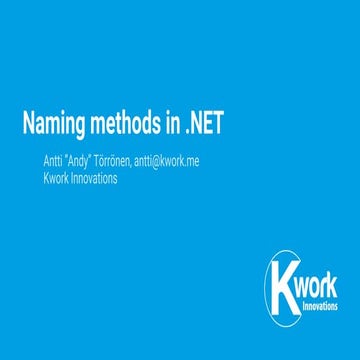 Method naming for C# (.NET) | PPT