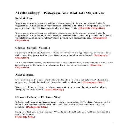 Real-life And Pedagogic Objectives | DOC