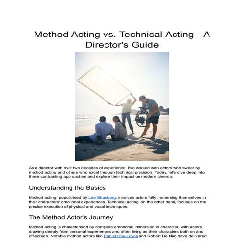 Method Acting vs. Technical Acting - A Director's Guide | PDF