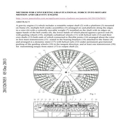 Method for converting gravitational force into rotary motion and ...
