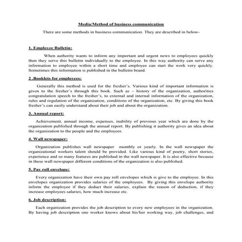 Method of business communication | PDF