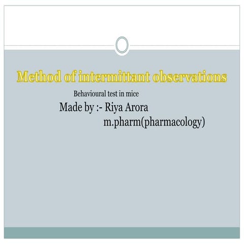 Method of intermittant observations | PPTX