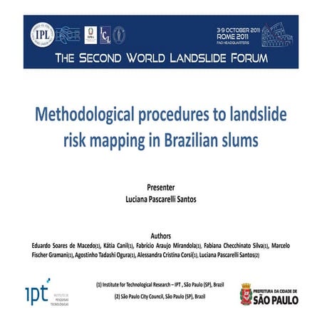 Methodological procedures to landslide risk mapping in brazilian slums ...