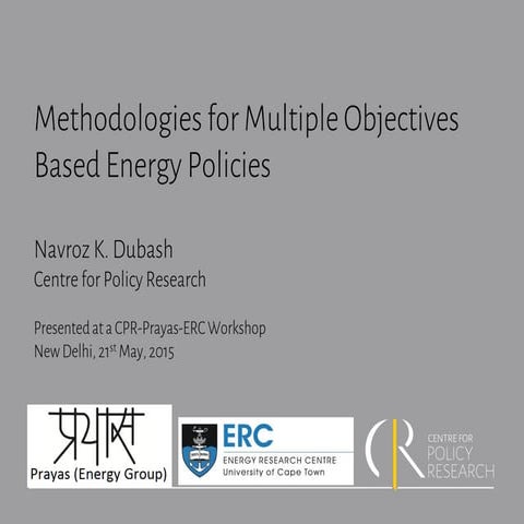 Methodologies for multiple objectives based energy policies | PDF