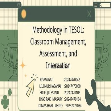 Methodology in TESOL Classroom Management, Assessment, and Interaction ...
