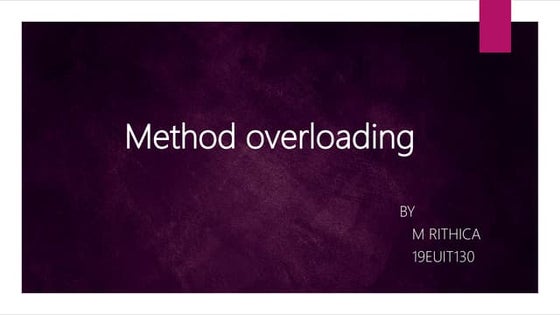 Method Overloading In Java | PDF