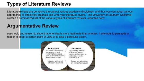 Types of literature review | PPTX | Educational Assessment | Education