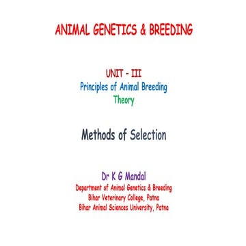 Methods of selection in animal genetics and breeding | PPTX