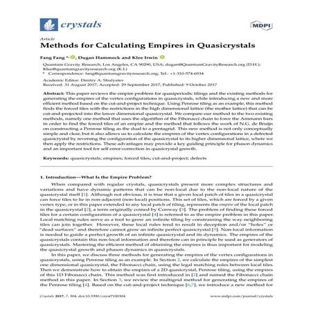 Methods for Calculating Empires in Quasicrystals | PDF